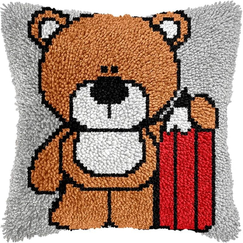 Cartoon Bear Latch Hook Pillows Kits Cushion Pillow Cover with Pattern ...