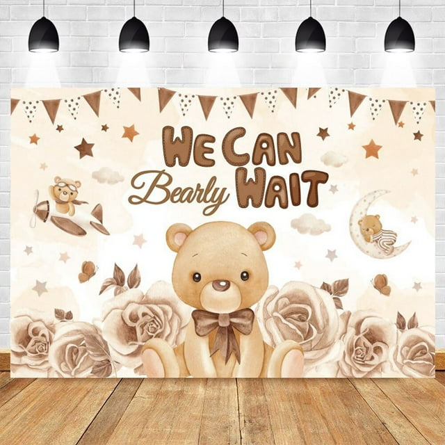 Cartoon Bear Photography Background Hot Air Balloon Moon We Can Bearly ...
