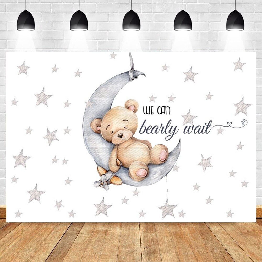 Cartoon Bear Photography Background Hot Air Balloon Moon We Can Bearly ...