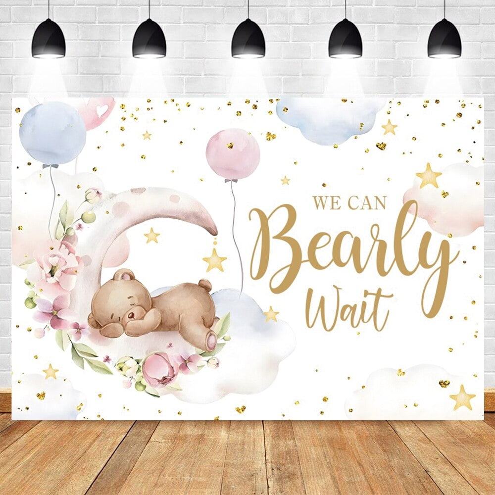 Cartoon Bear Photography Background Hot Air Balloon Moon We Can Bearly ...