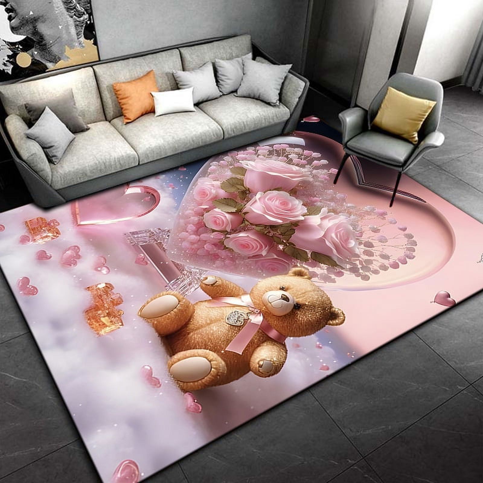 Cartoon Bear Printing Carpet small rugs for bedroom room decor door mat ...