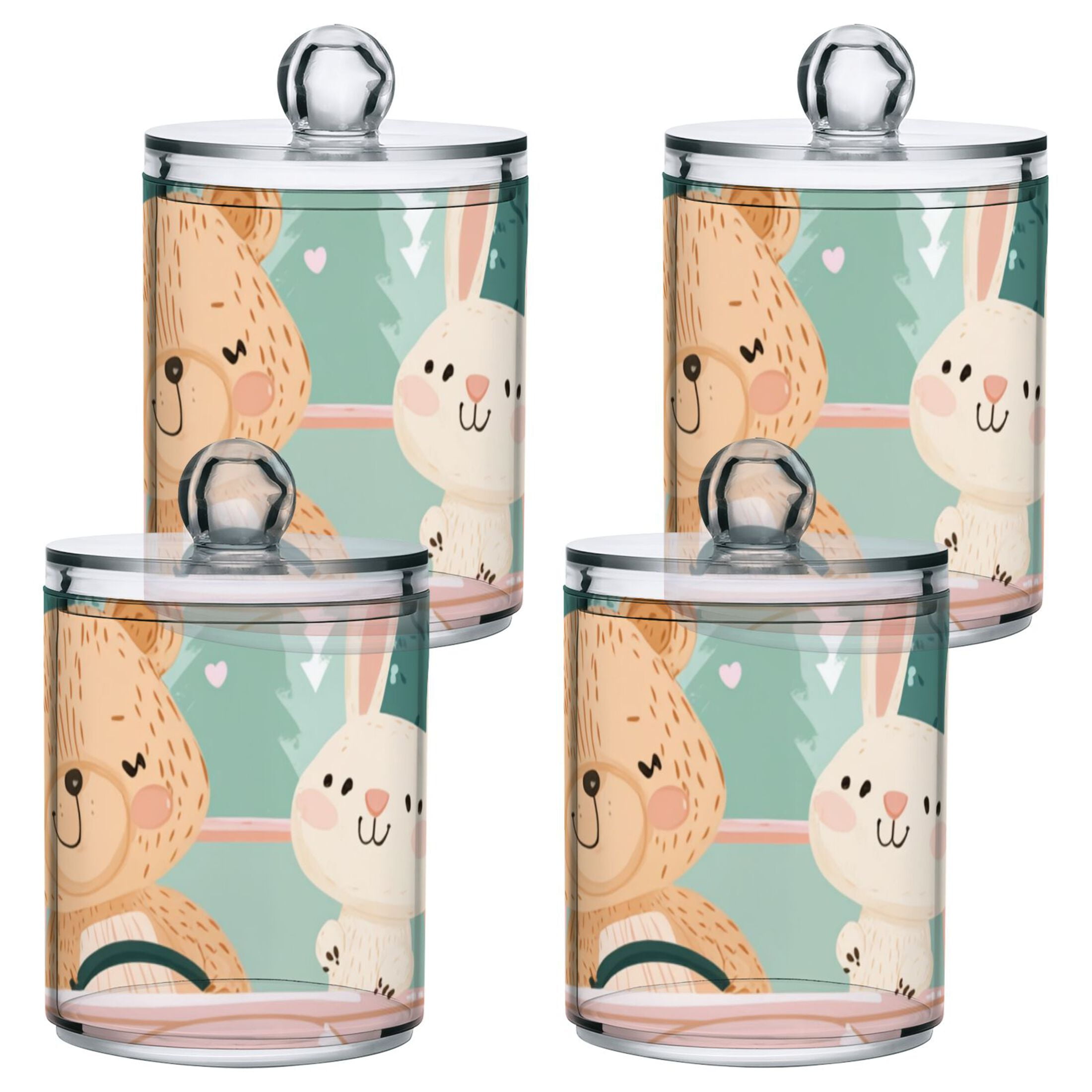 Cartoon Bear Rabbit Drive Valentine Translucent Plastic Cans Storage ...