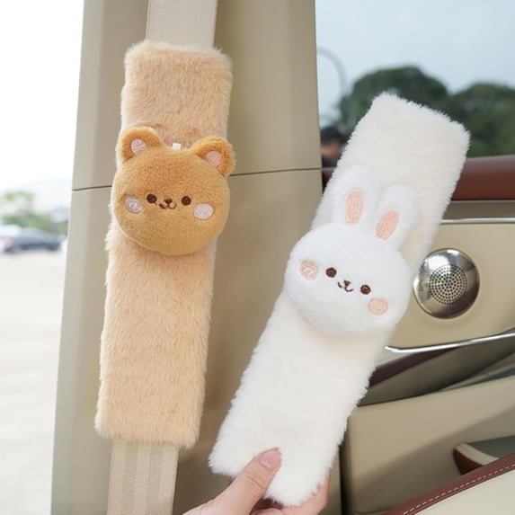 Cartoon Bear Rabbit Plush Car Seat Belt Cover Soft Shoulder Cushion ...