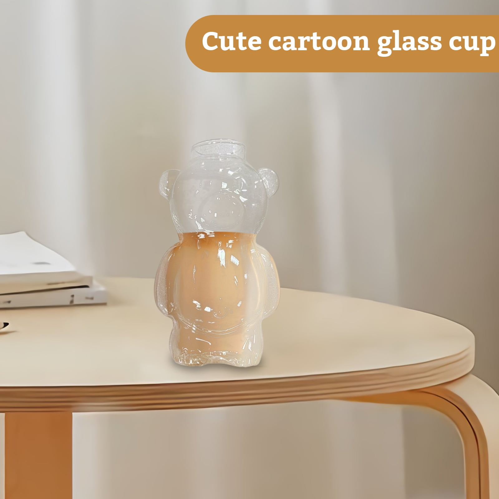 Cartoon Bear Shaped Coffee Mug Cute Bear Mug Glass Cup with Straw ...