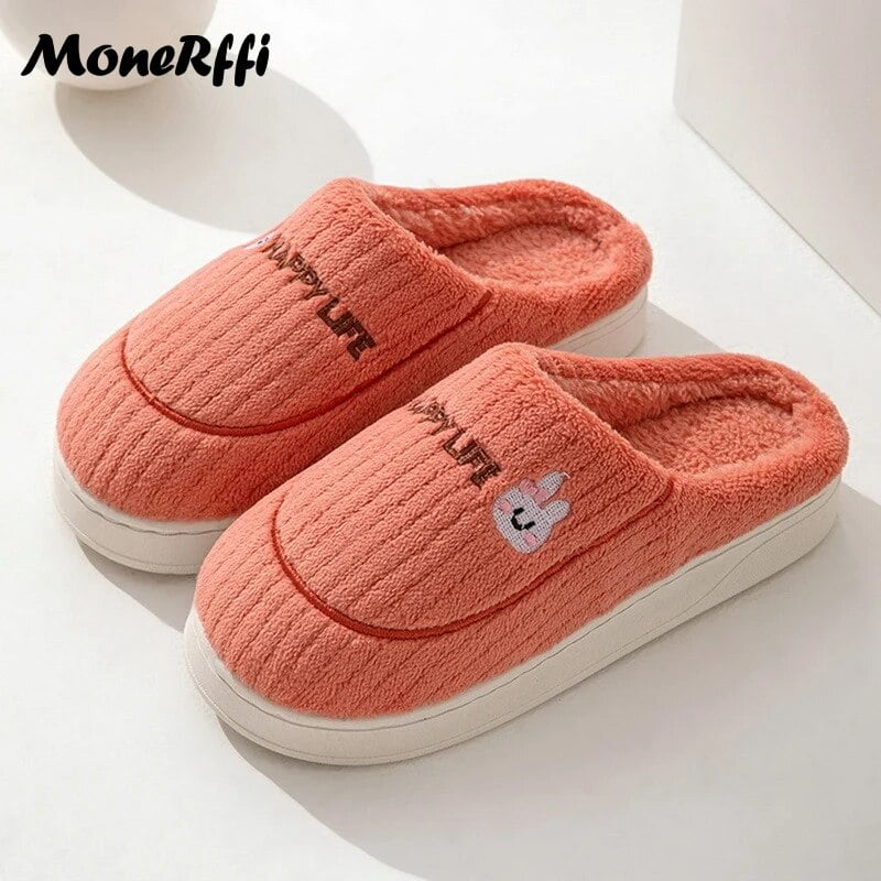 Cartoon Bear Slippers Women Winter Fluffy Slippers Plush Slides Men ...