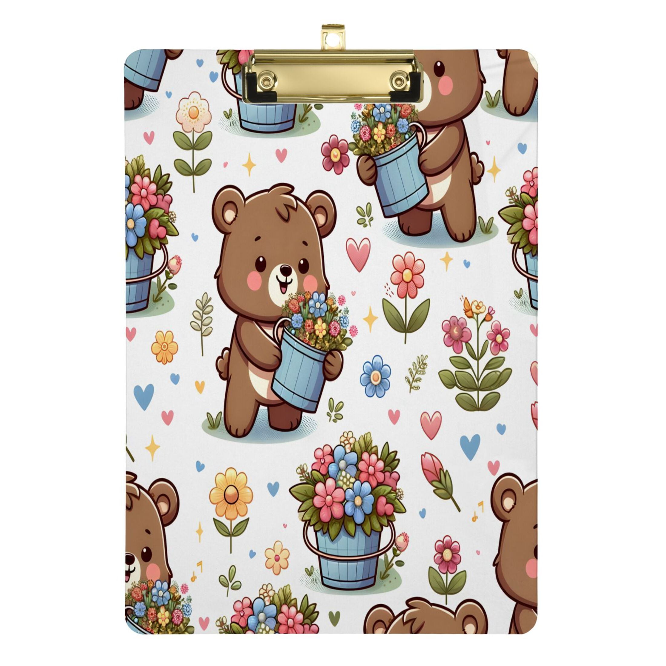 Cartoon Bear and Flower Acrylic Clipboards A4 Standard Letter Size ...