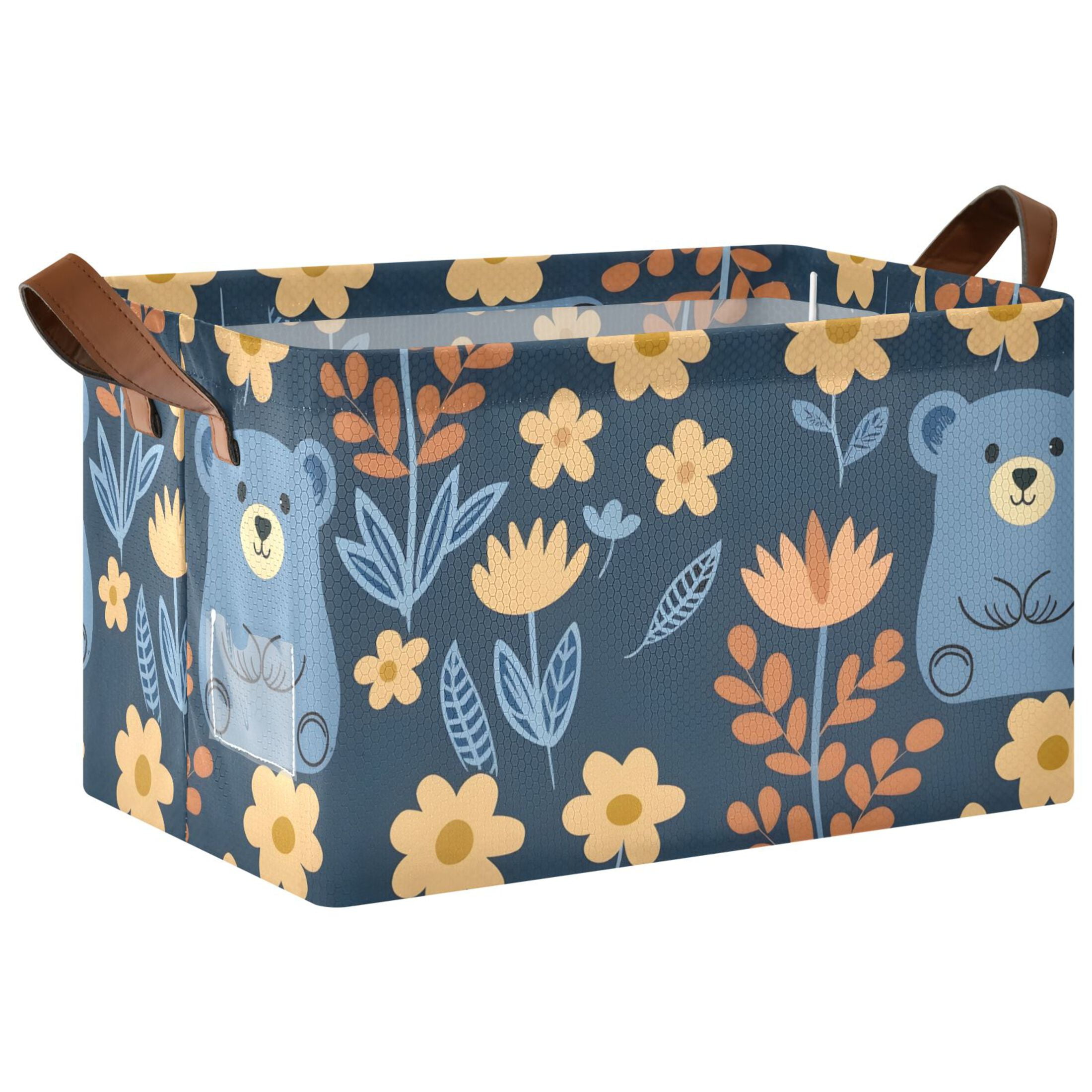 Cartoon Bear and Flower Collapsible Storage Bins Fabric Shelf Baskets ...