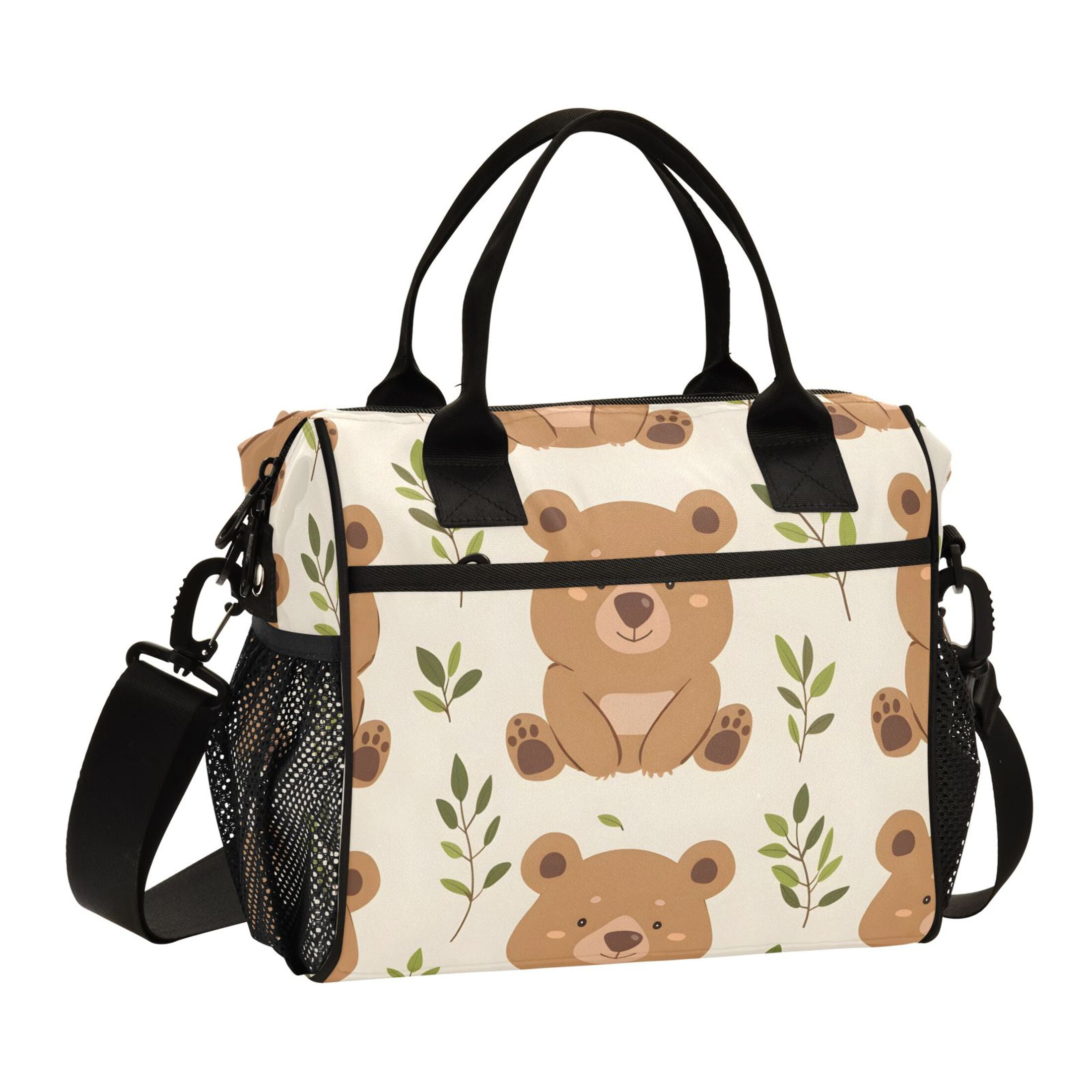 Cartoon Bear and Leaf Lunch Bag Insulated Lunch Box Leakproof Reusable ...