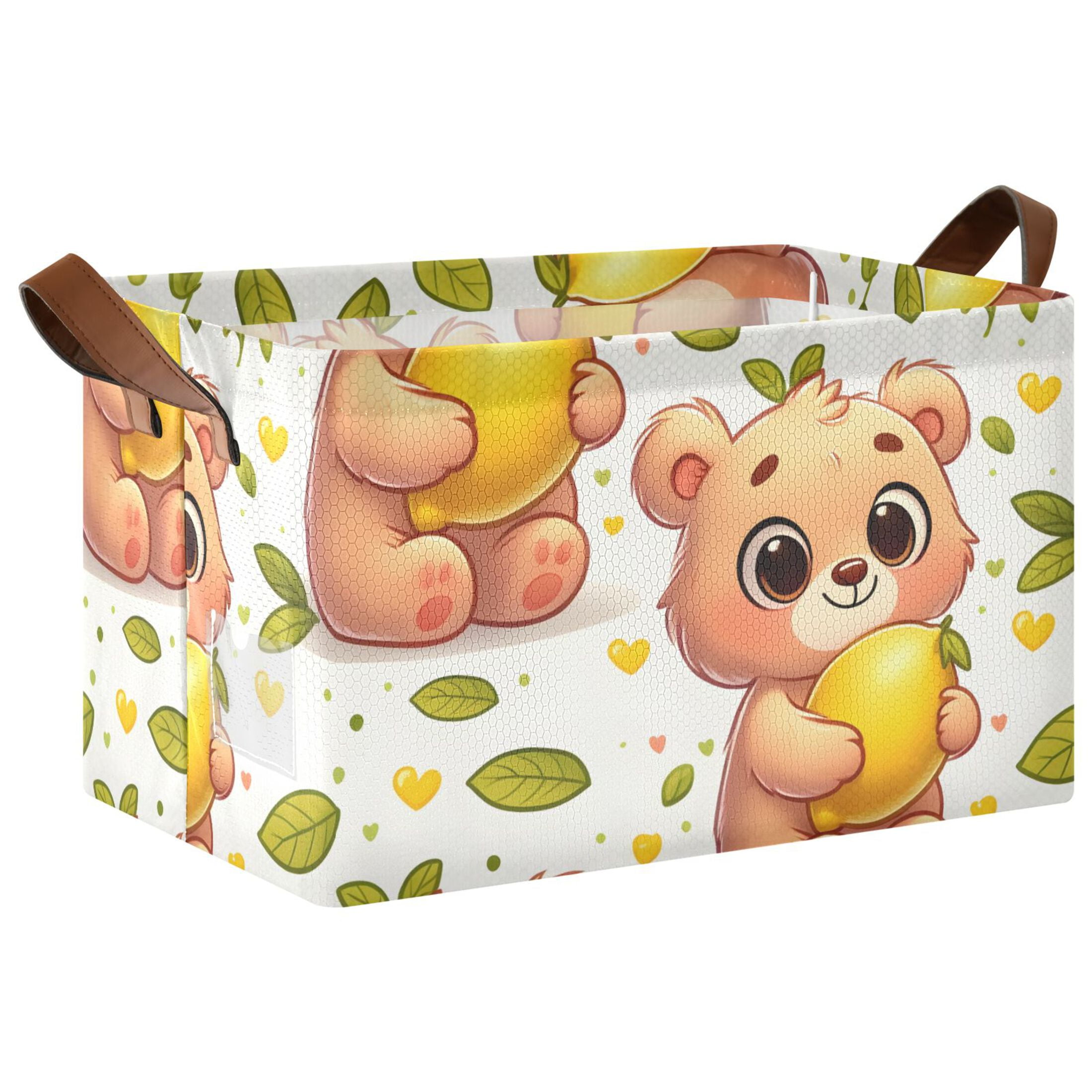 Cartoon Bear and Lemon Collapsible Storage Bins Fabric Shelf Baskets ...