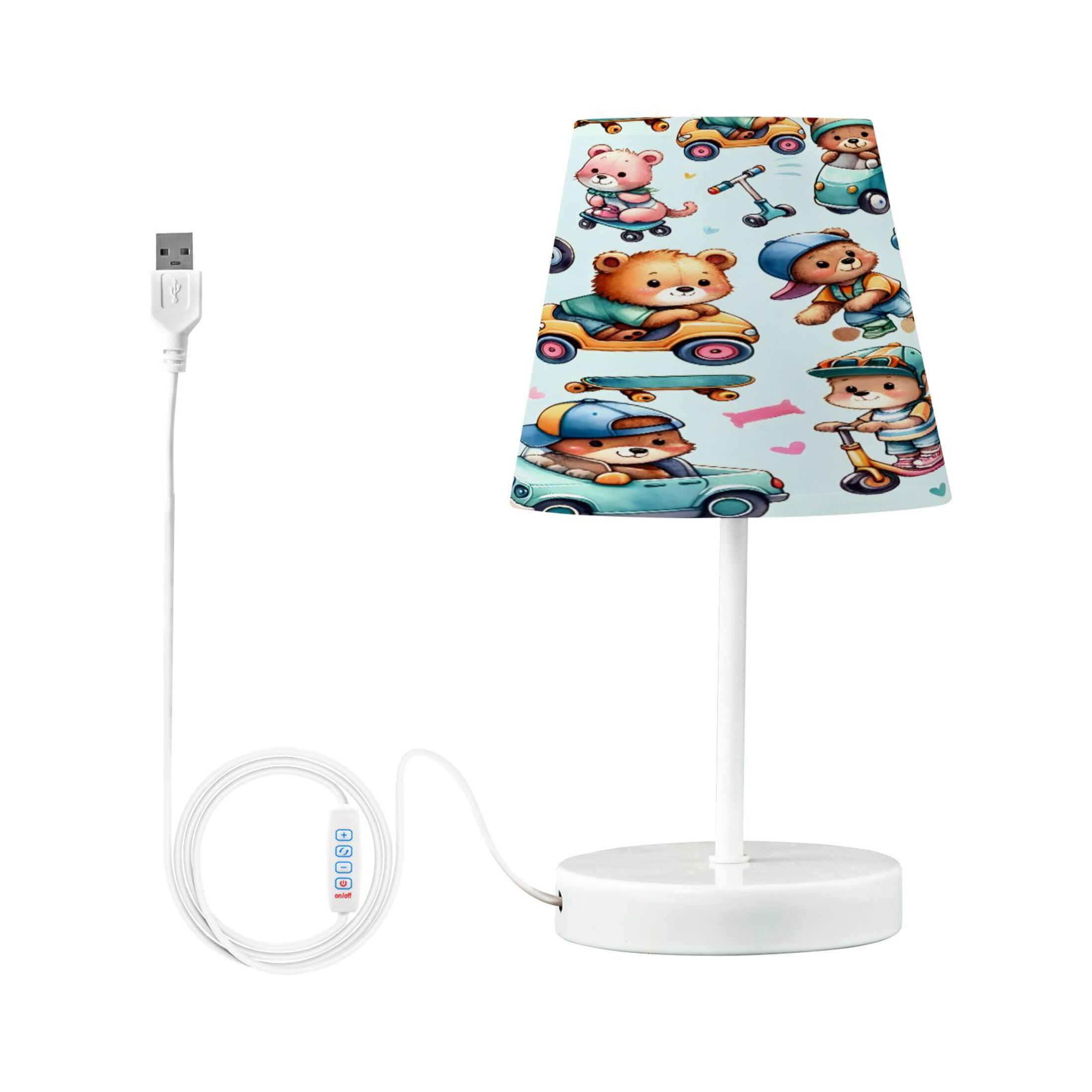 Cartoon Bear with Car Desk Lamp LED Table Nightstand Lamps with 3 Color ...