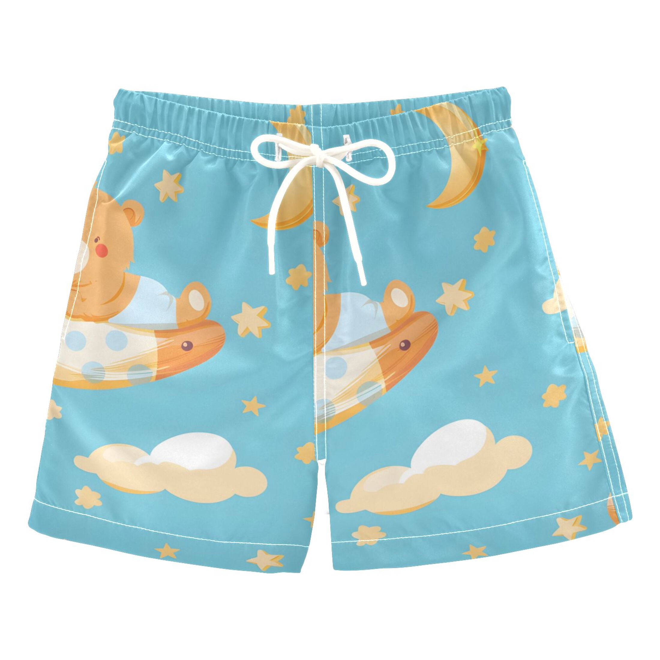 Cartoon Bears Ballon Stars Clouds Moon Boys' Swim Trunks Board Shorts ...