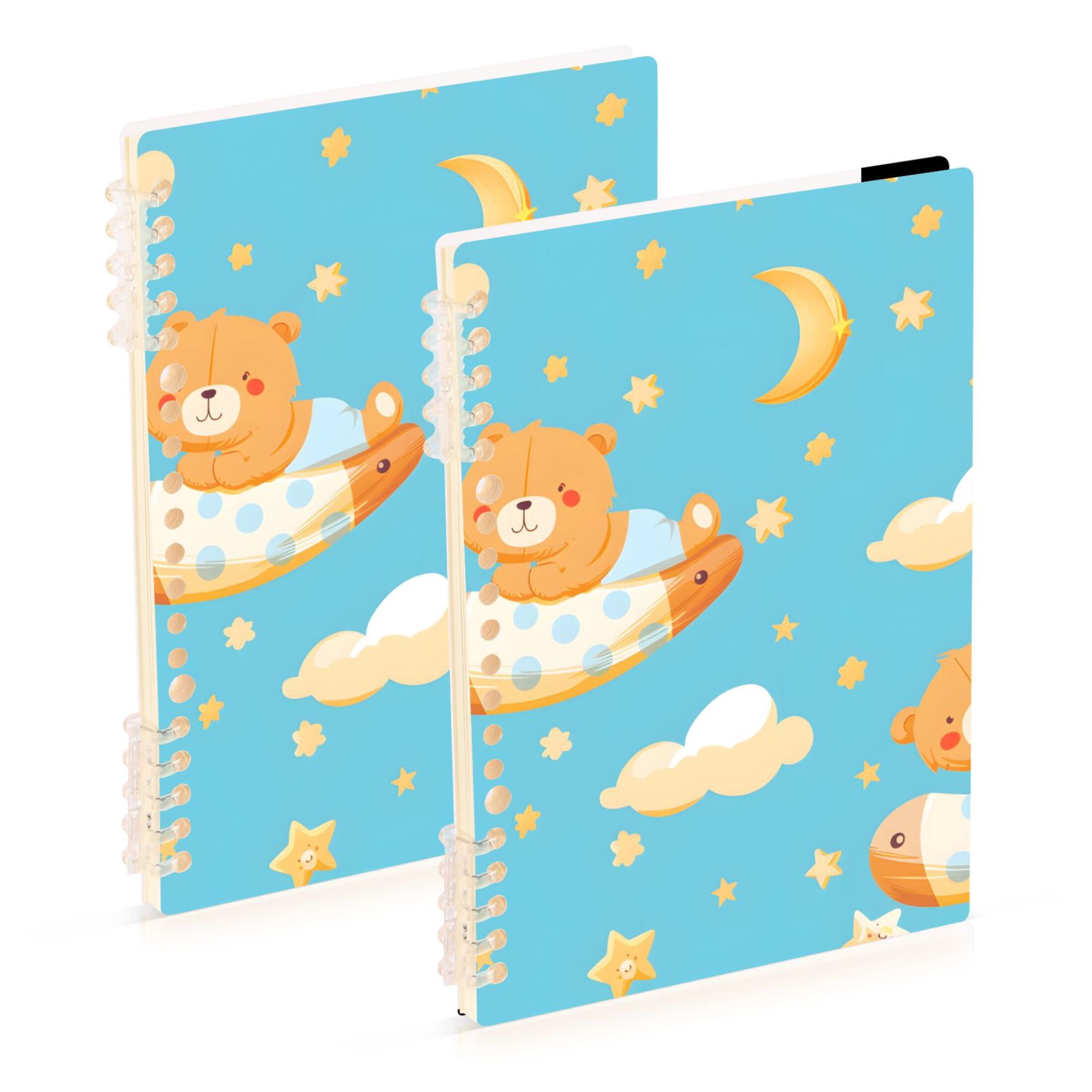 Cartoon Bears Ballon Stars Clouds Moon Notebook Detachable Coil ...