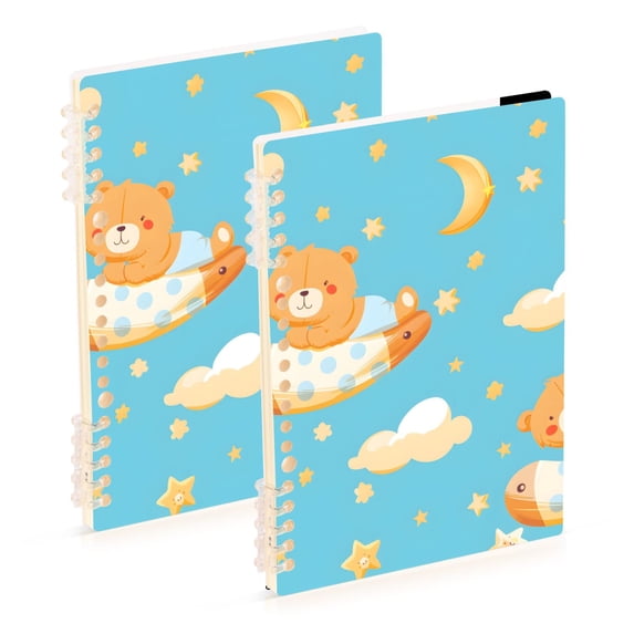Cartoon Bears Ballon Stars Clouds Moon Notebook Detachable Coil ...