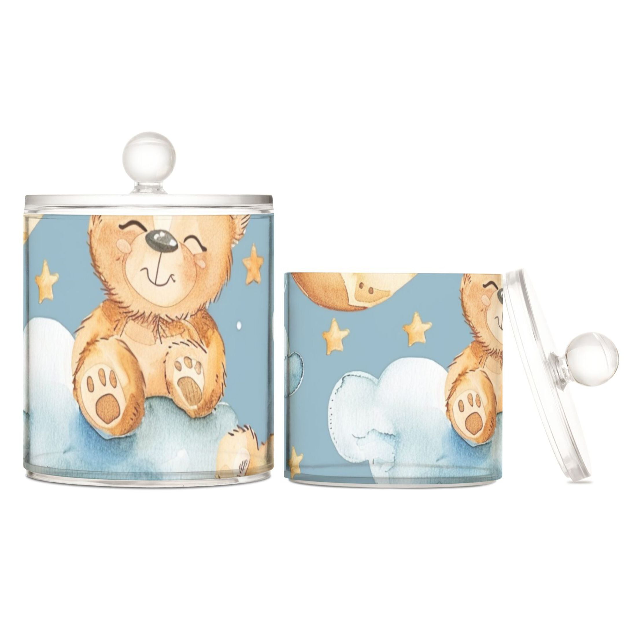 Cartoon Bears Moon Stars Clouds Translucent Plastic Cans Storage ...