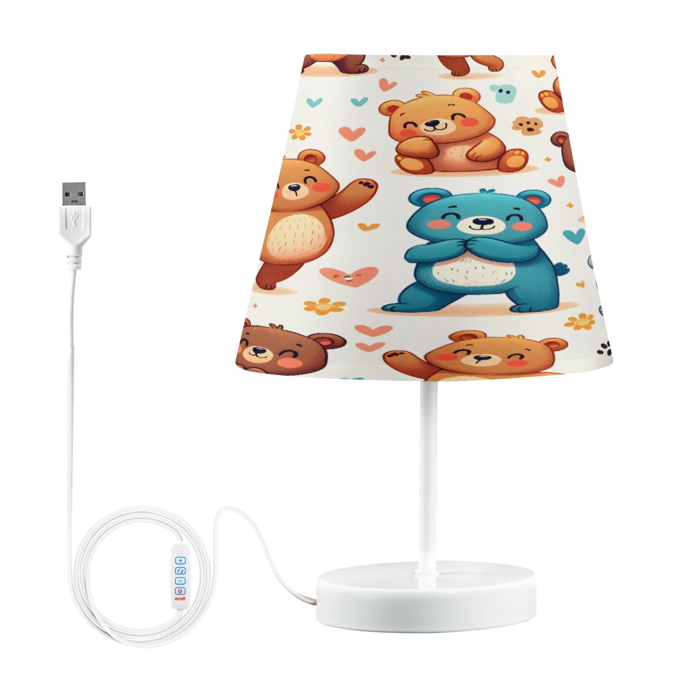 Cartoon Bears and Heart Desk Lamp LED Table Nightstand Lamps with 3 Color Temperatures for Home ...