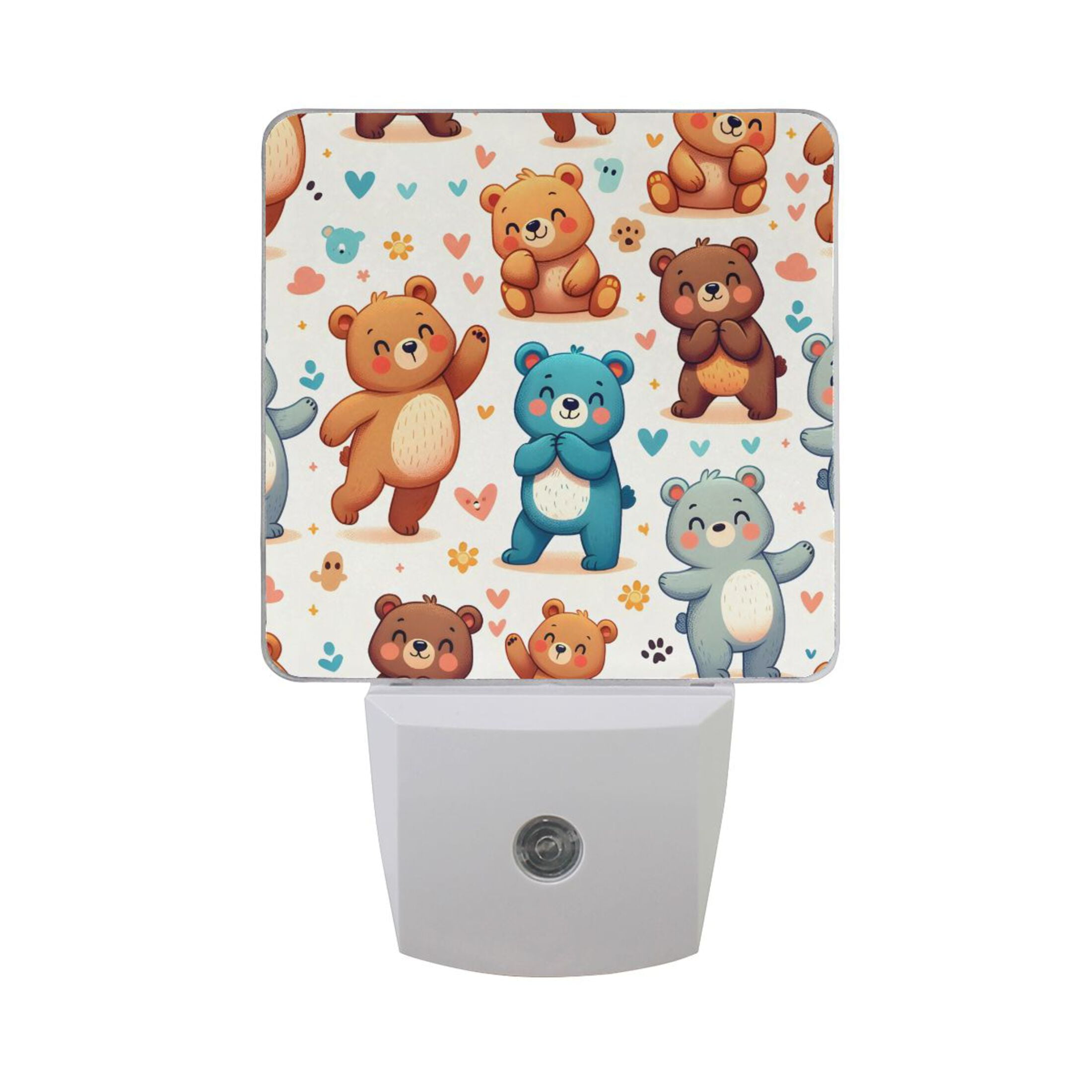 Cartoon Bears and Heart Night Light 2 Pack LED Nightlight Plug into ...