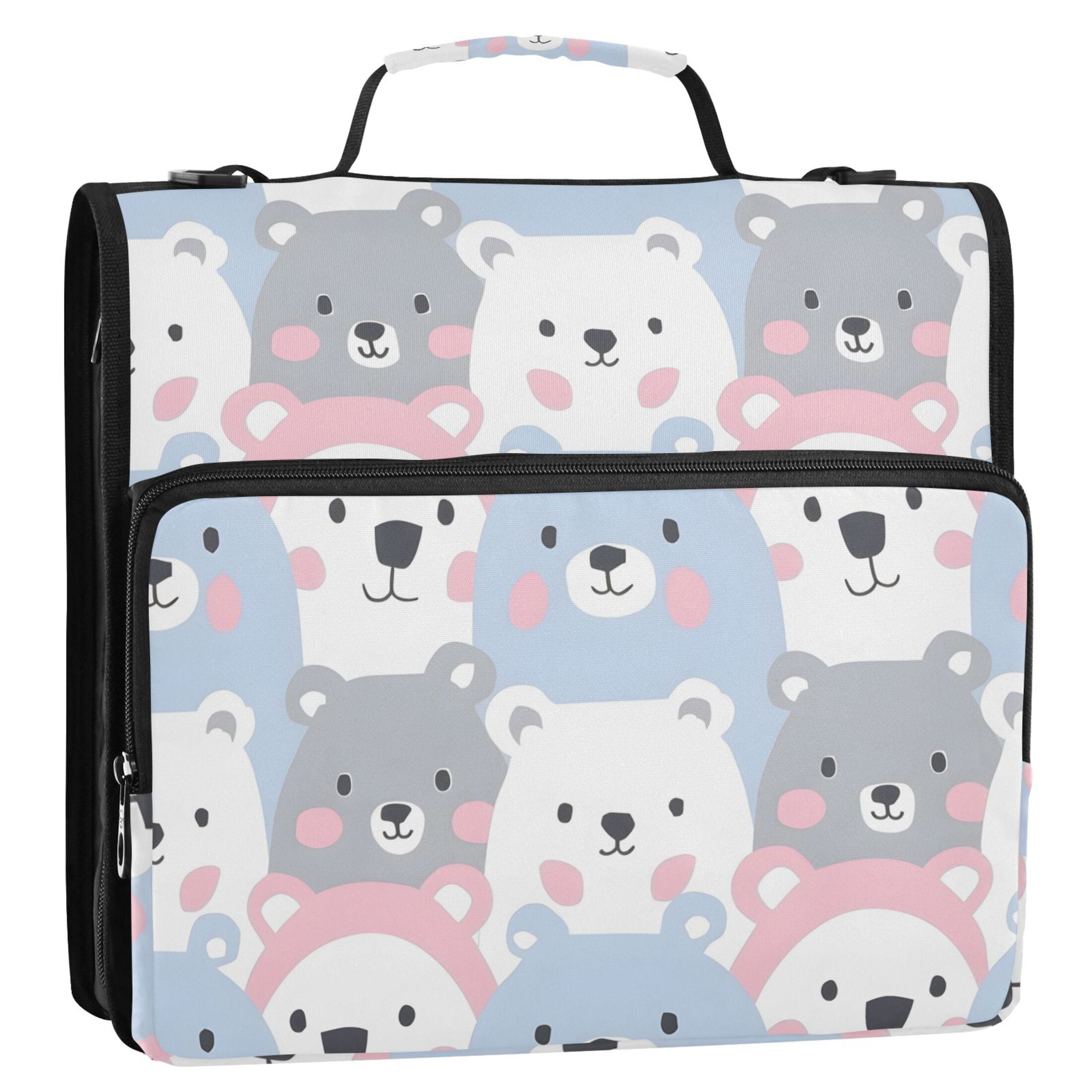 Cartoon Bears in Different Colors Binder Bag with Shoulder Strap 3 Ring ...
