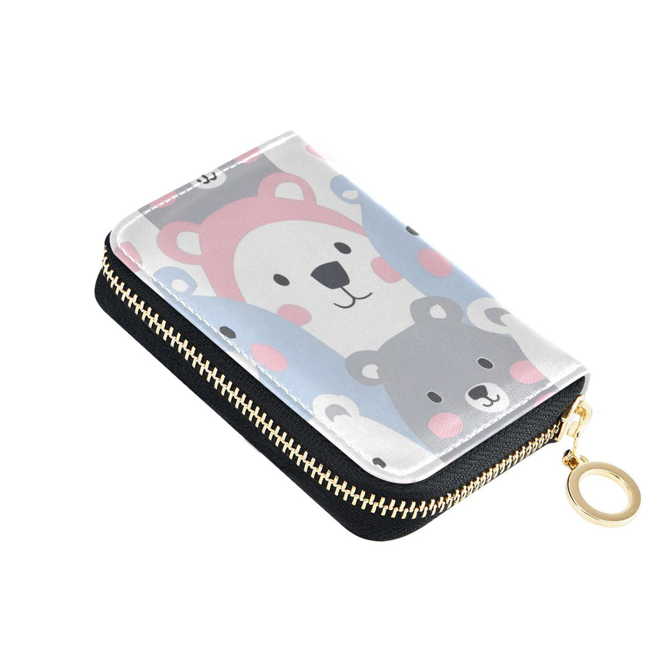 Cartoon Bears in Different Colors Women's Credit Card Holder PU Leather ...