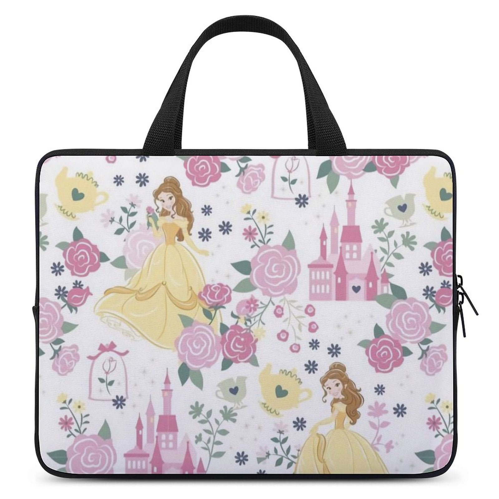 Cartoon Beauty And The Beast Belle Flowers Laptop Bag,Laptop Tote Bag ...
