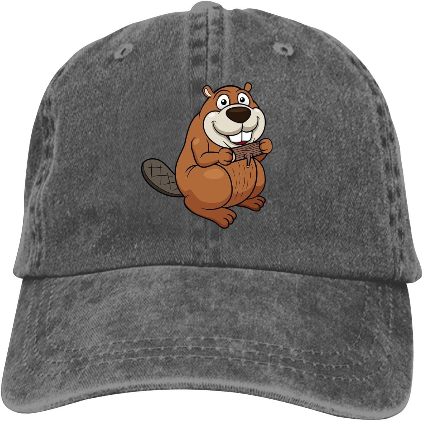 Cartoon Beaver With Wood Baseball Cap Vintage Adjustable Washed Hats ...