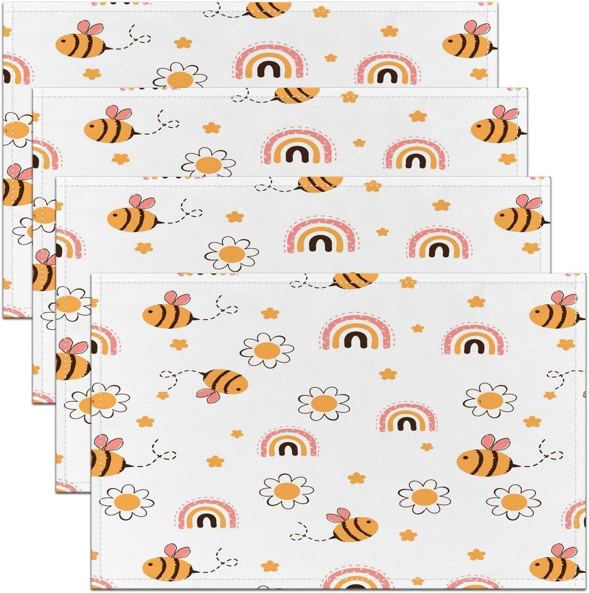 Cartoon Bee 18"x12" Cute Rainbow Place Mats LovelyRainbow Bees Table ...