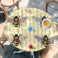 Cartoon Bee Country Wildflower Round Fitted Tablecloth with Elastic ...