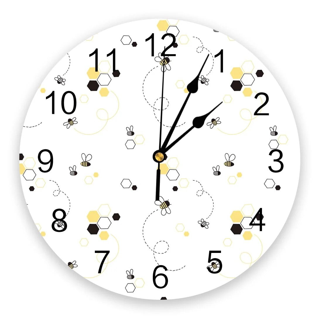 Cartoon Bee Cute Square Pattern Wall Clocks Silent Home Cafe Office ...