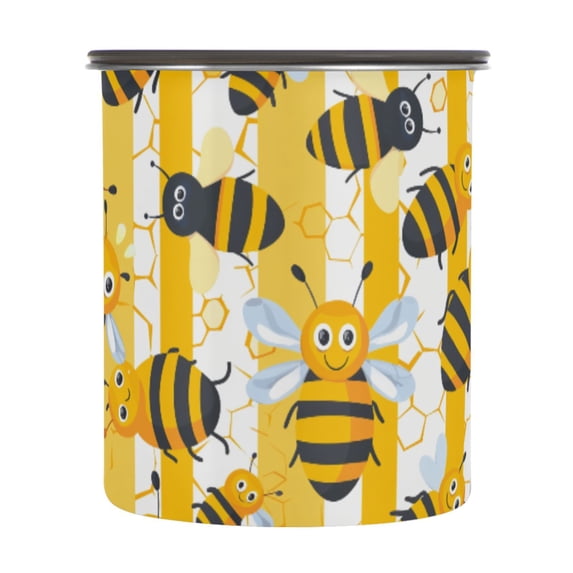 Cartoon Bee Honeycomb Airtight Coffee Bean Canister 30oz Food Storage ...