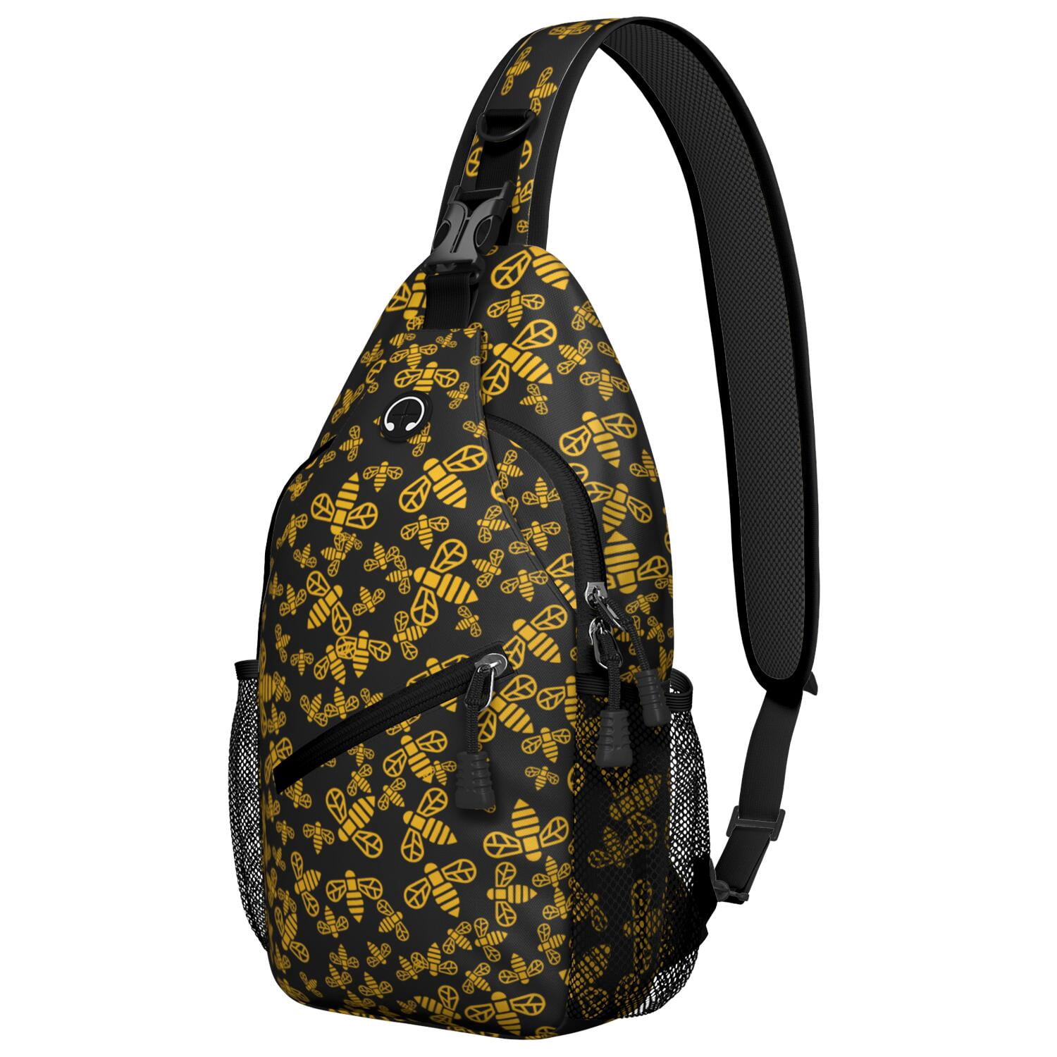 Cartoon Bee Illustration Sling Backpack, Cute Honeybee and Honeycomb ...