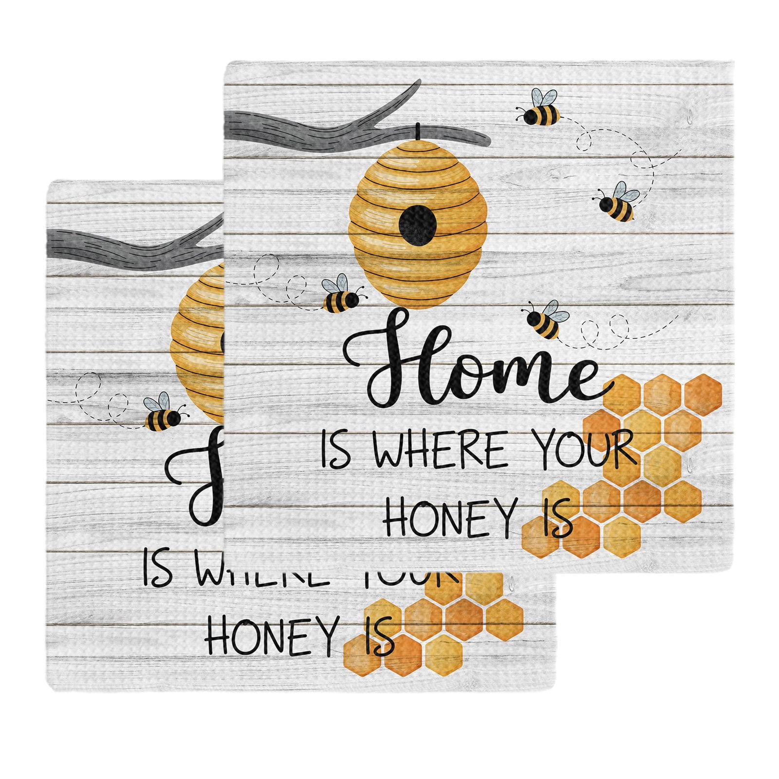 Cartoon Bee Kitchen Dish Towels for Drying Dishes Set of 2, Country ...