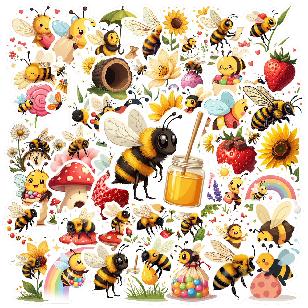 Cartoon Bee Stickers, Waterproof Insect Sticker for Water Bottle Laptop ...