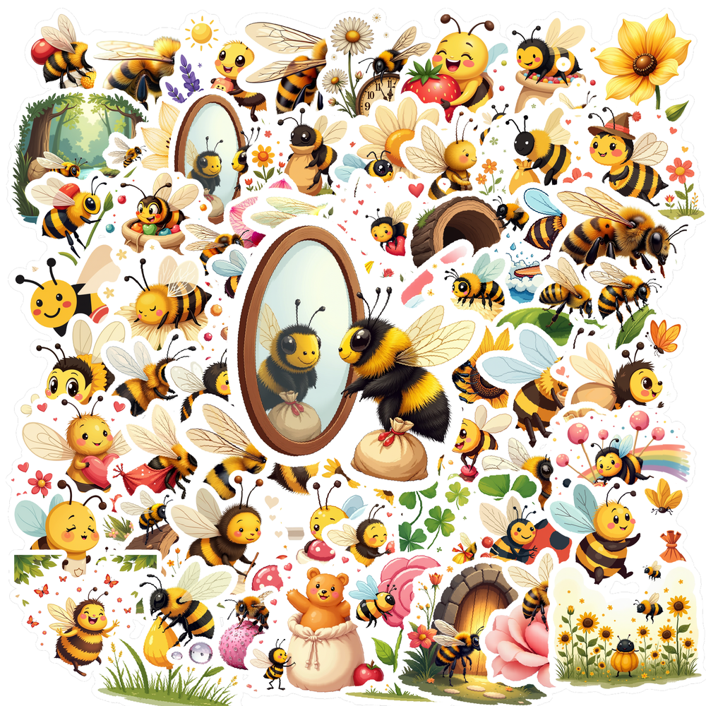 Cartoon Bee Stickers, Waterproof Insect Sticker for Water Bottle Laptop ...
