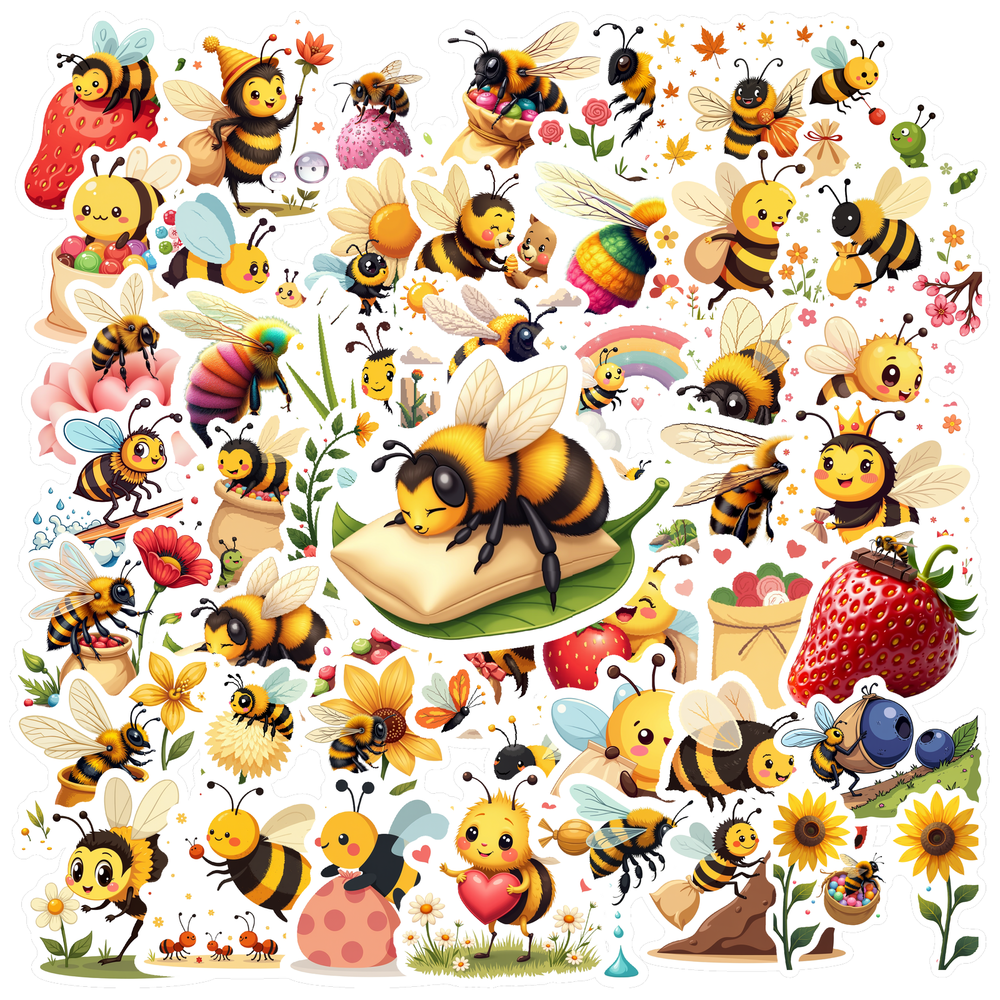 Cartoon Bee Stickers, Waterproof Insect Sticker for Water Bottle Laptop ...