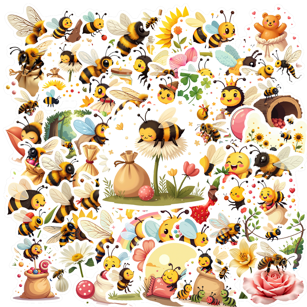 Cartoon Bee Stickers, Waterproof Insect Sticker for Water Bottle Laptop ...