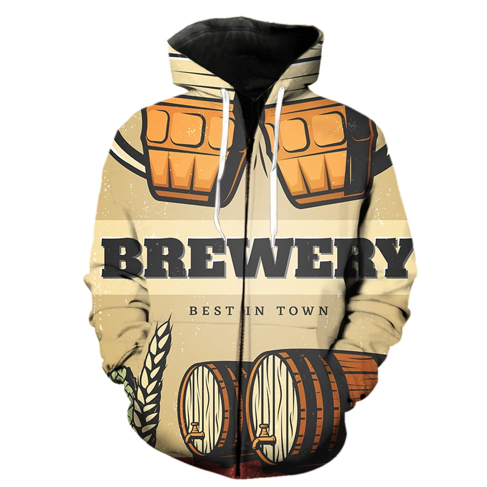 Cartoon Beer Festival Men's Zipper Hoodie 2024 Hot Sale Harajuku 3D ...