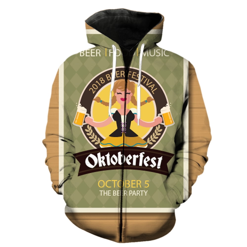 Cartoon Beer Festival Men's Zipper Hoodie 2024 Hot Sale Harajuku 3D ...