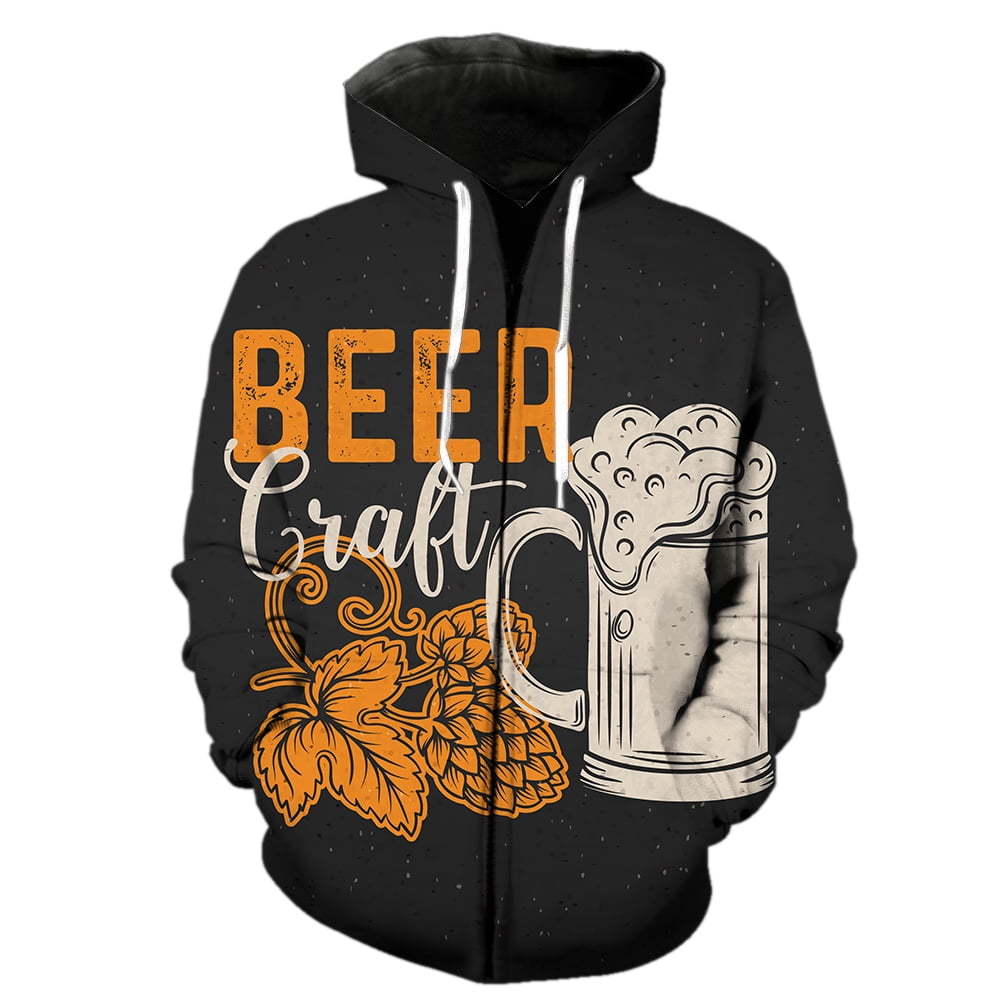 Cartoon Beer Festival Men's Zipper Hoodie 2024 Hot Sale Harajuku 3D ...