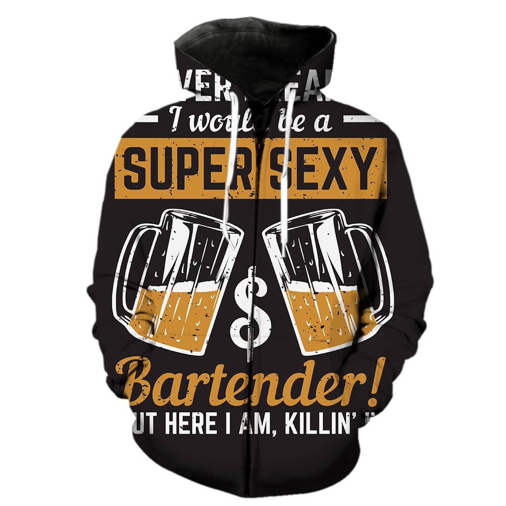 Cartoon Beer Festival Men's Zipper Hoodie 3D Print Funny Spring Unisex ...