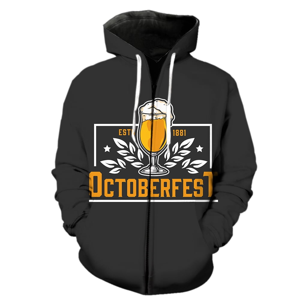 Cartoon Beer Festival Men's Zipper Hoodie Cool 2024 Hot Sale ...