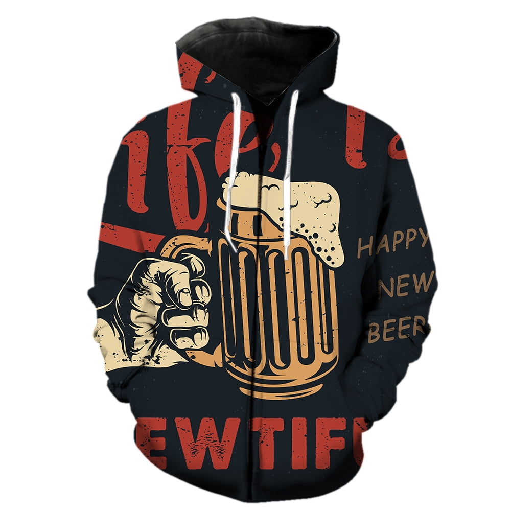 Cartoon Beer Festival Men's Zipper Hoodie Cool 2024 Hot Sale ...