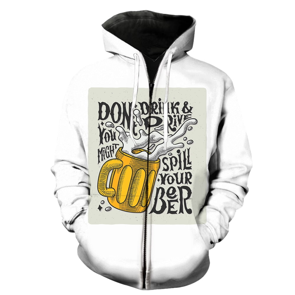 Cartoon Beer Festival Men's Zipper Hoodie Cool Harajuku 2024 Hot Sale ...