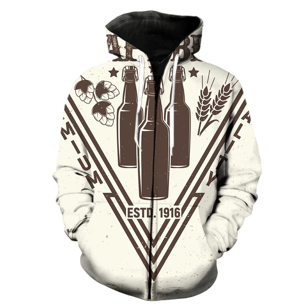 Cartoon Beer Festival Men's Zipper Hoodie Teens Cool With Hood Jackets ...