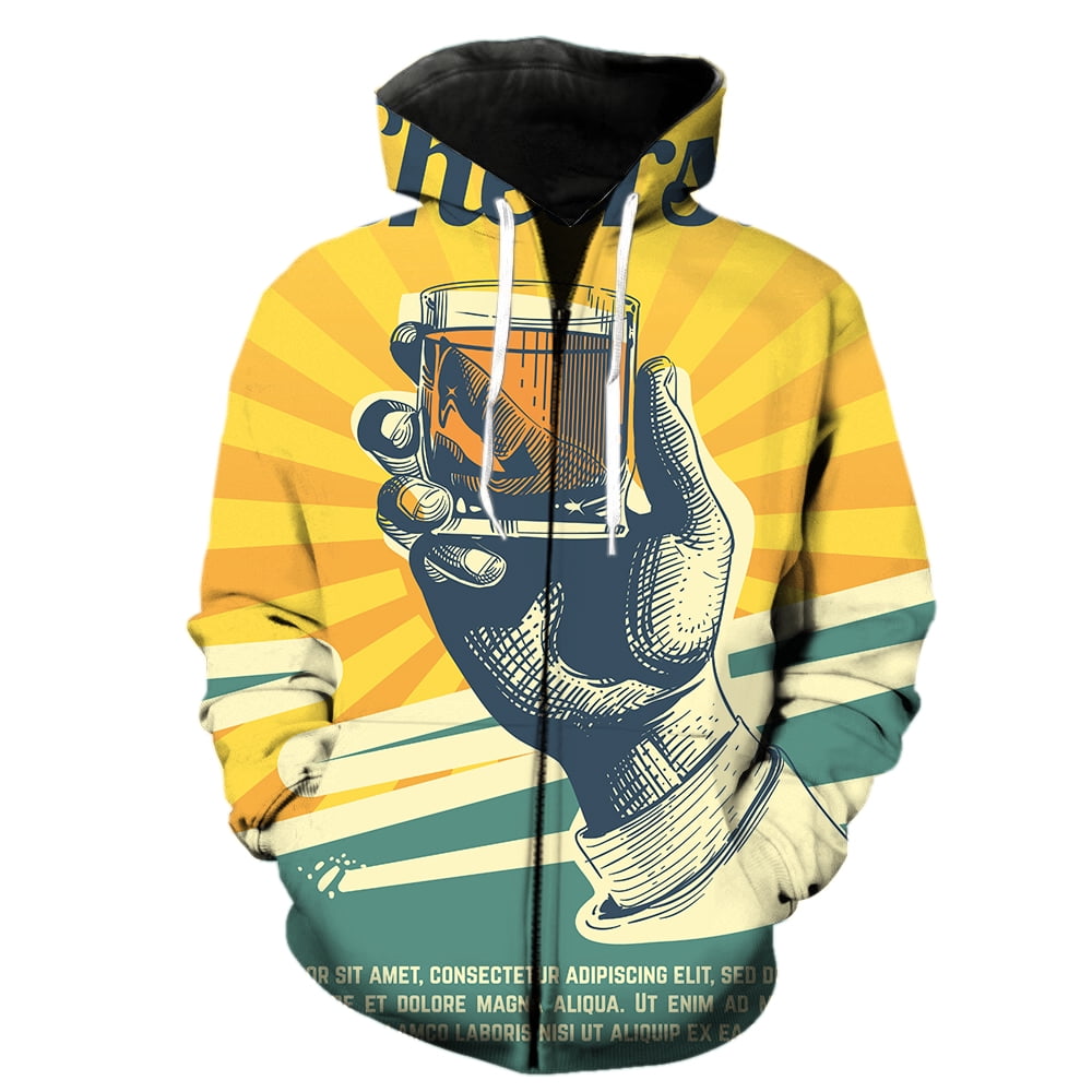 Cartoon Beer Festival Men's Zipper Hoodie Teens Cool With Hood Jackets ...