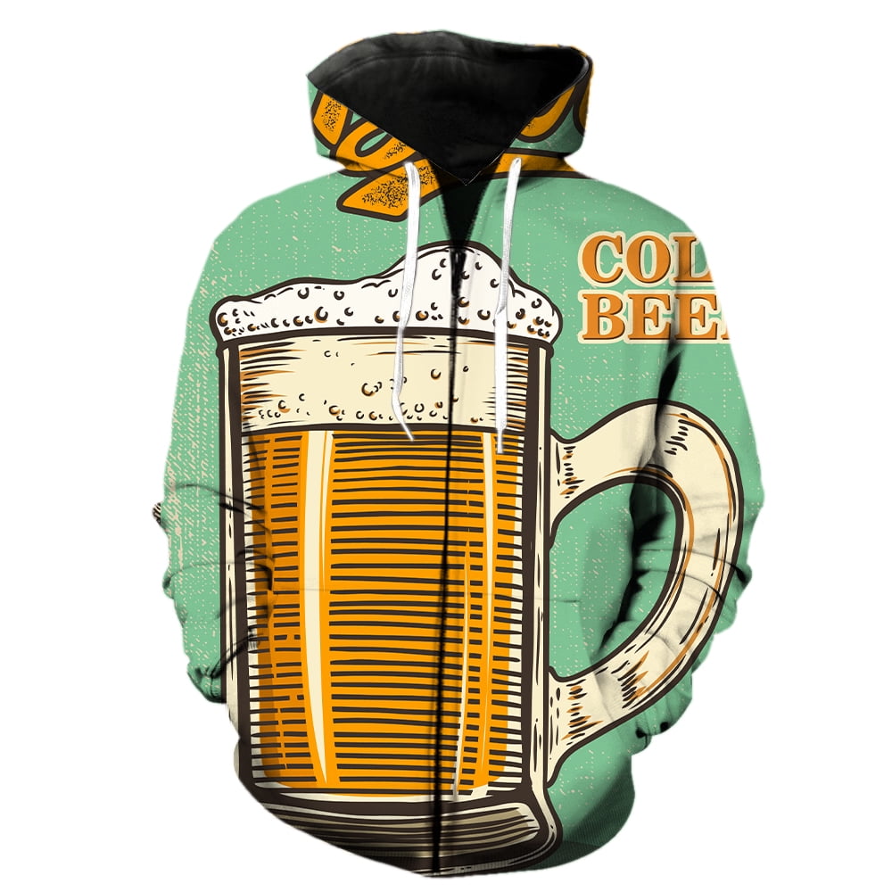 Cartoon Beer Festival Men's Zipper Hoodie wear Teens With Hood Jackets ...
