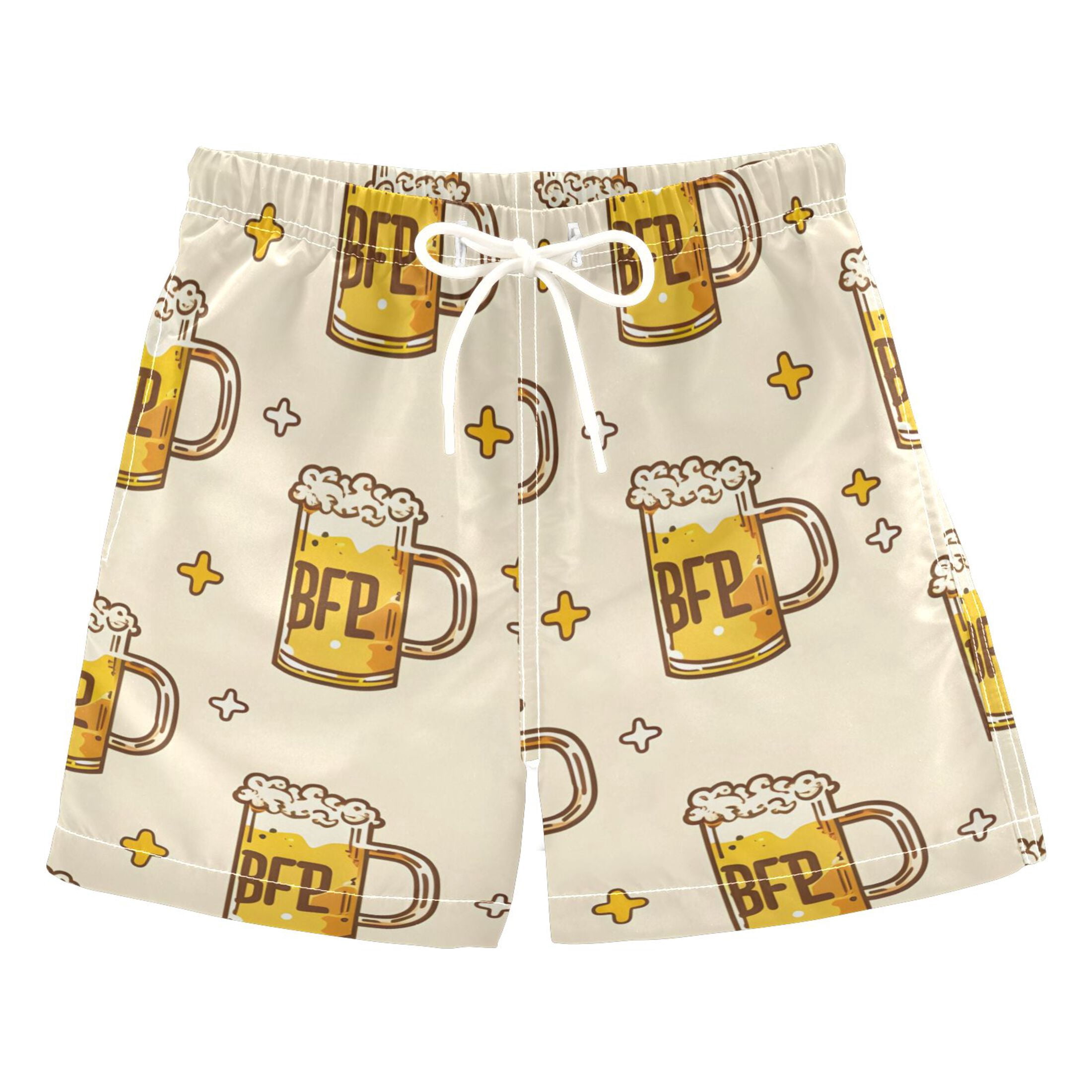 Cartoon Beers and Stars Boys' Swim Trunks Board Shorts Beach Pants ...