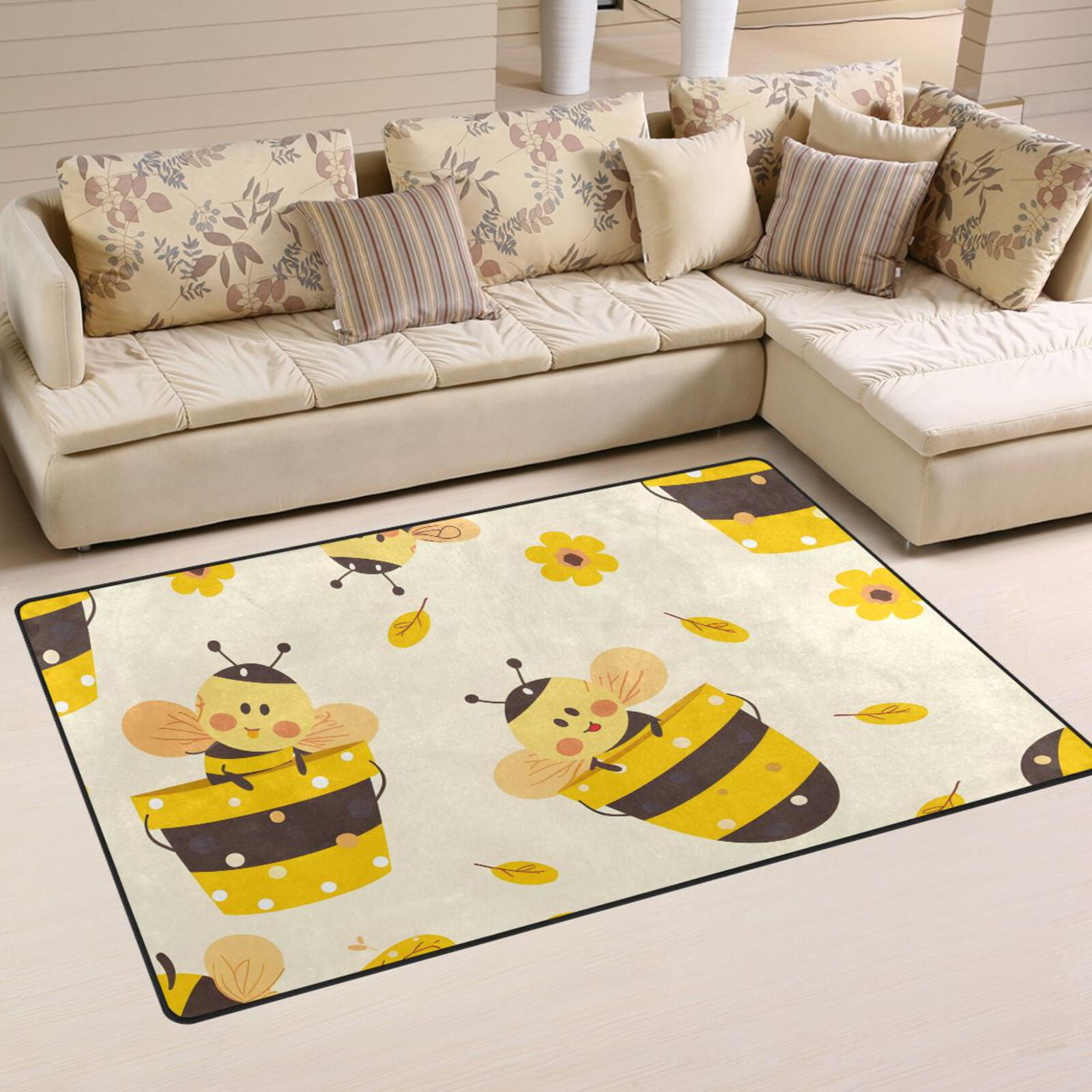 Cartoon Bees Honey Area Rug Washable Floor Carpet Mat 60 x 39 inch for ...