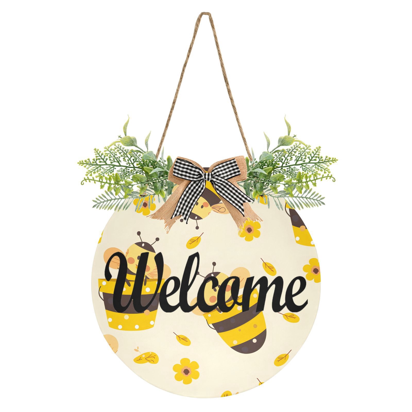 Cartoon Bees Honey Welcome Sign for Front Door Wreath Door Sign for ...