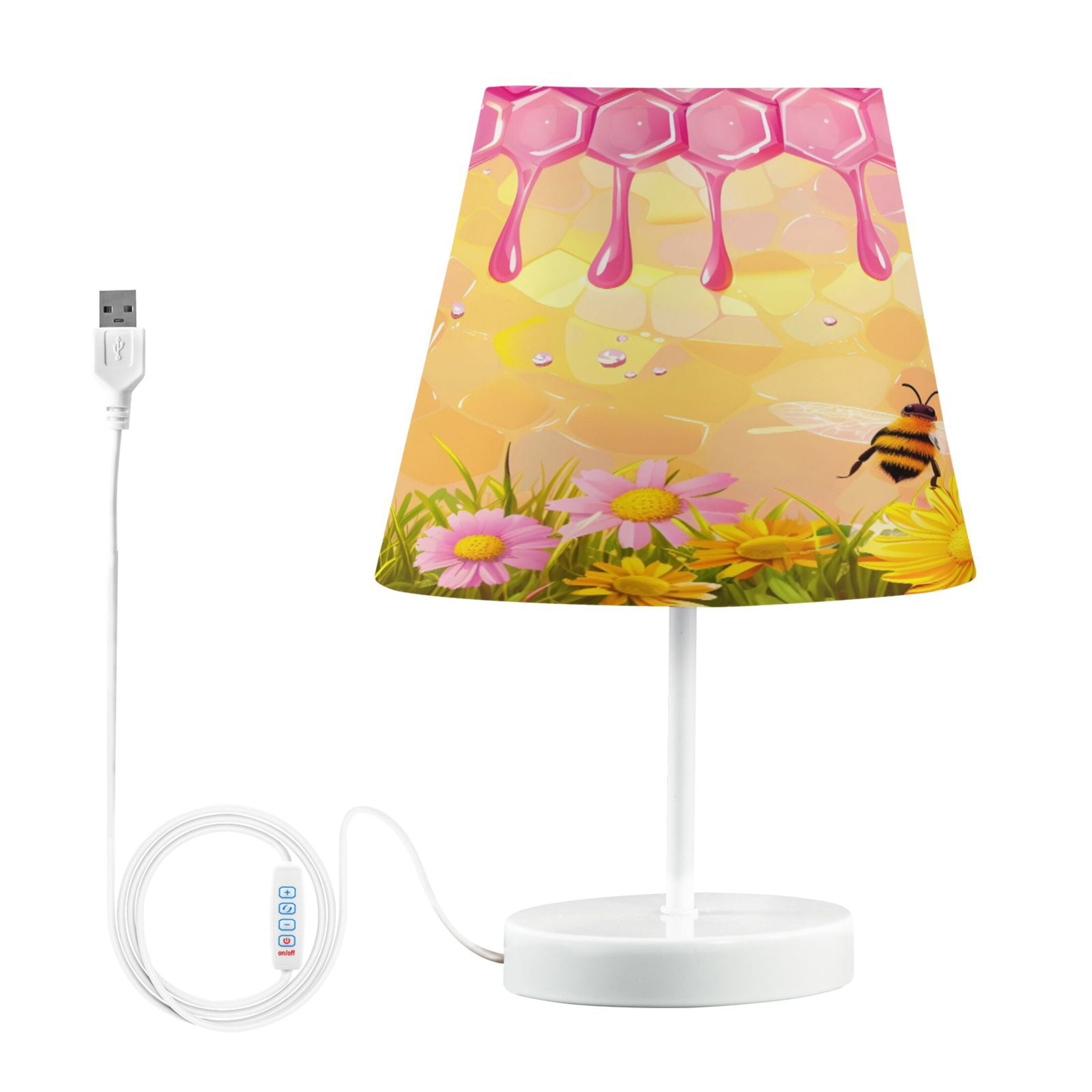 Cartoon Bees and Flowers Desk Lamp LED Table Nightstand Lamps with 3 ...