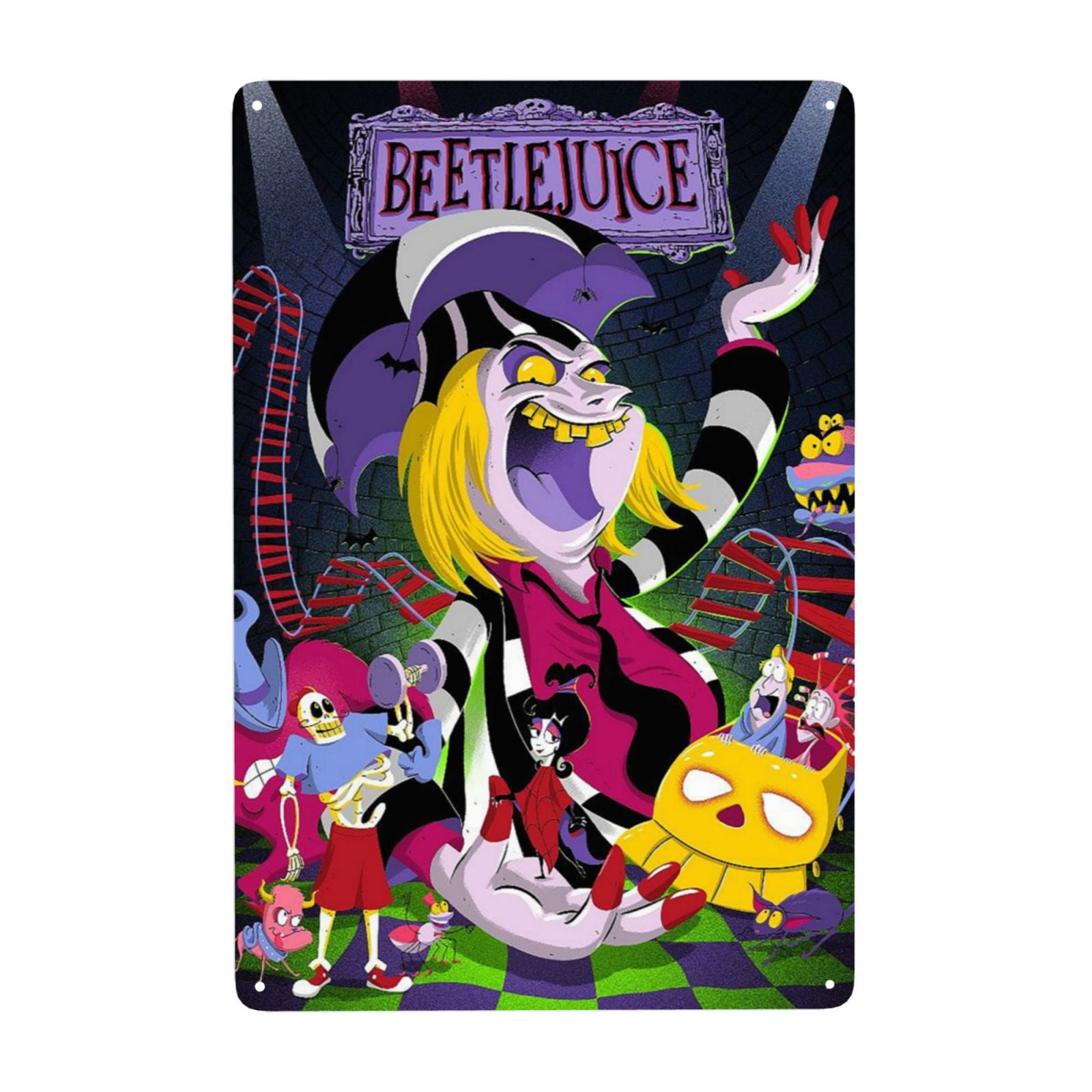 Cartoon Beetlejuice Poster Vintage Tin Sign for Bar Office Home Iron ...