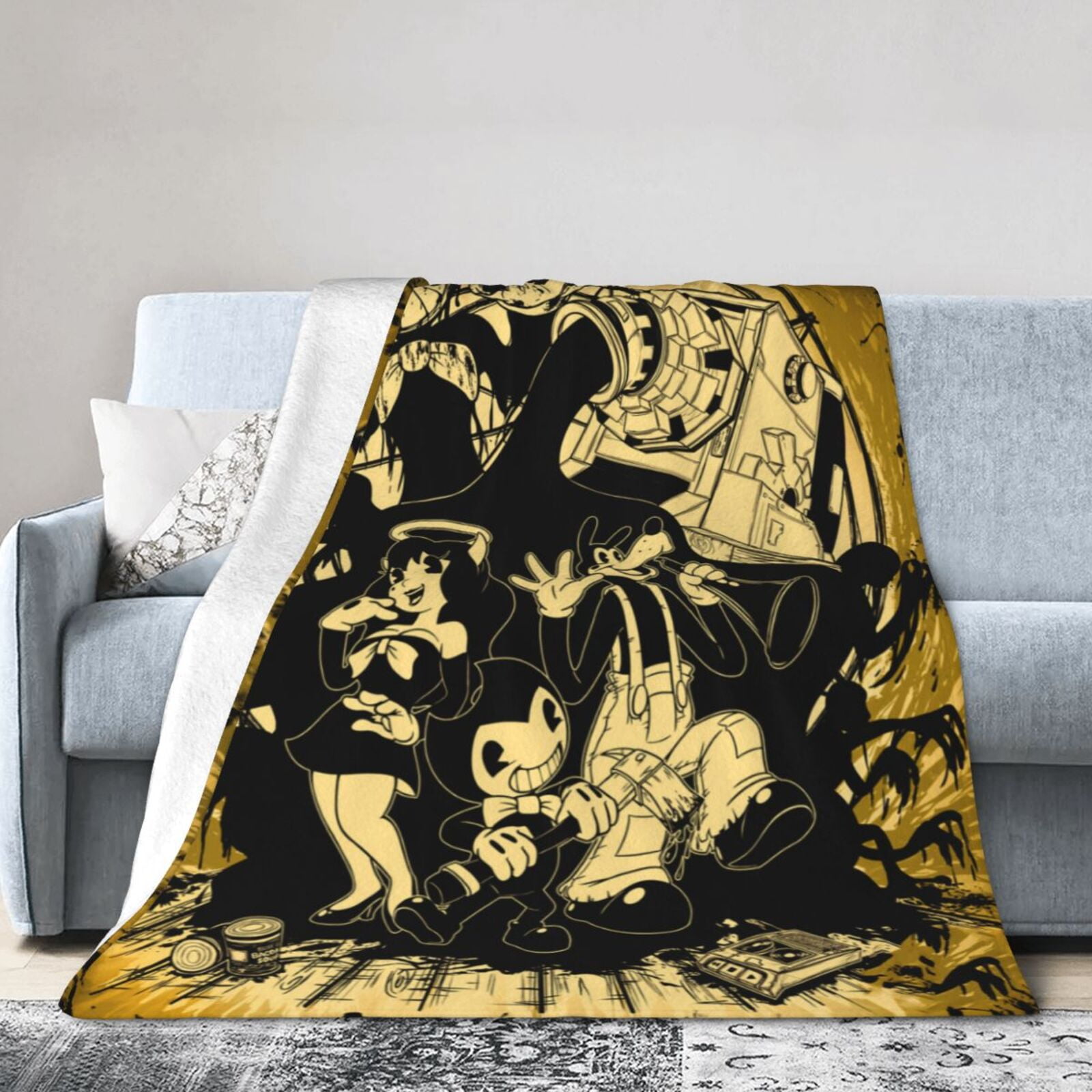 Cartoon Bendy And The Ink Machine Flannel Blanket Funny Ultra-Soft ...